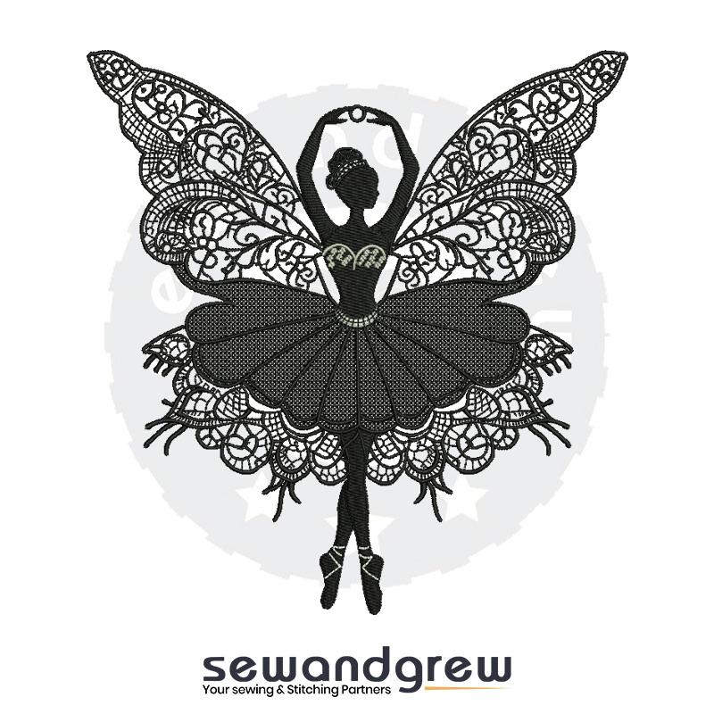 FSL Butterfly Ballerina Embroidery design - SewandGrew