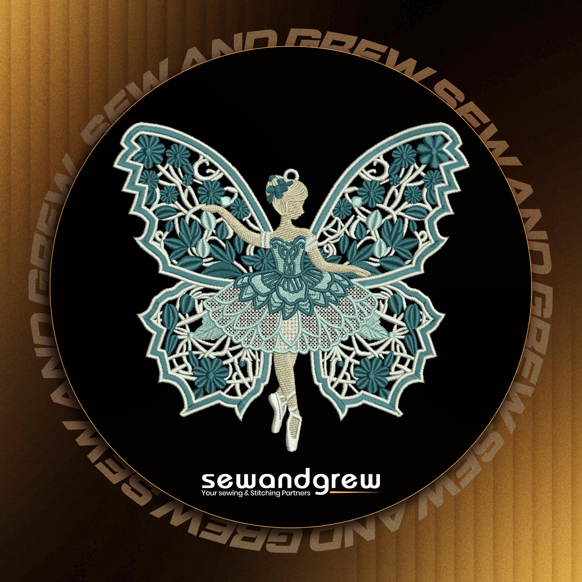 FSL Blue Ballerina Embroidery design - SewandGrew