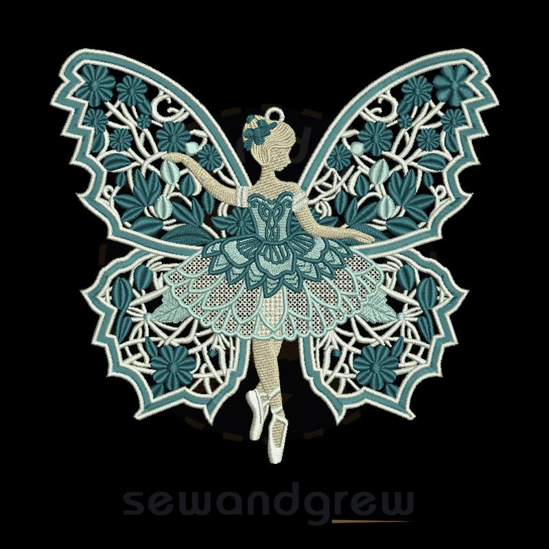 FSL Blue Ballerina Embroidery design - SewandGrew