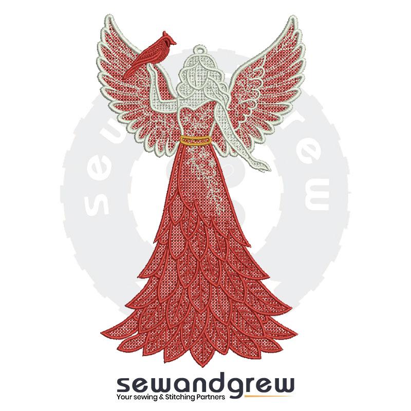 FSL Red Angel Embroidery design - SewandGrew